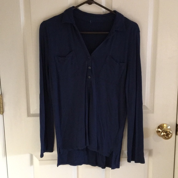 Tops | Soft Blue Top With Buttons And Collar | Poshmark